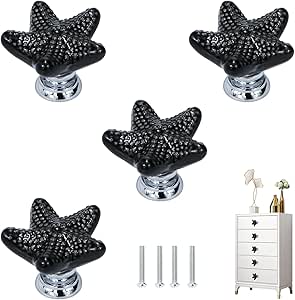 Starfish Drawer Knobs Coastal Kitchen Cabinet Knos Beach Themeb Knob Ceramic Dresser Pulls and ...