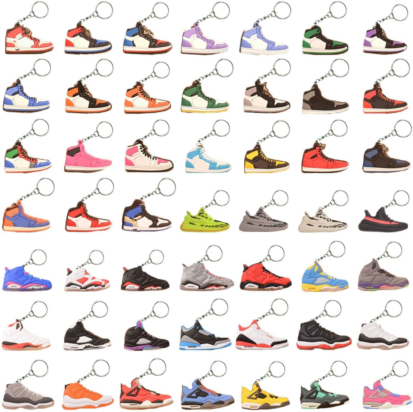 Amazon.com: Generic 50 PCS Sneaker Keychain Retro Shoe Keychain Rubber ...