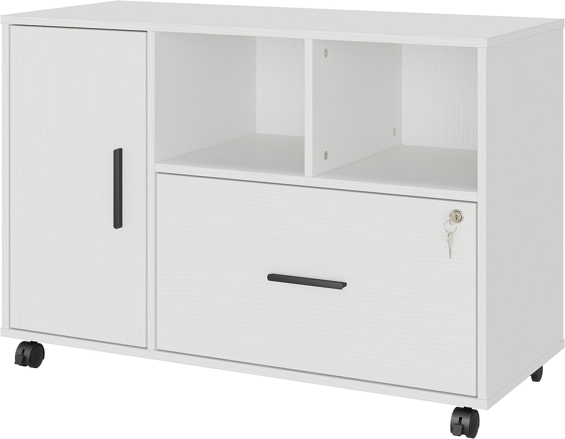 Amazon.com: HOMCOM 3 Drawer Printer Stand, Mobile Office Cabinet with 2 ...