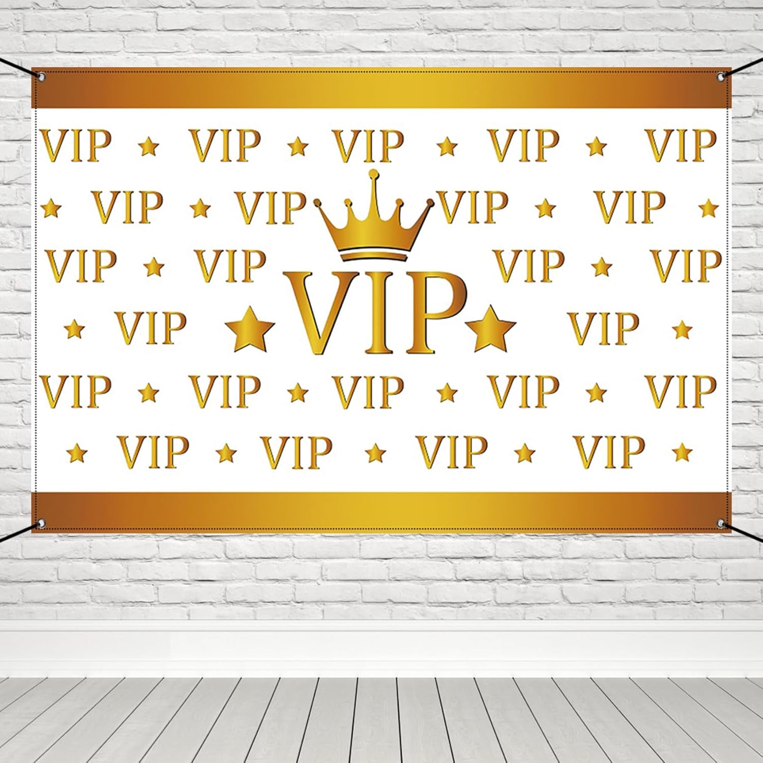 Amazon.com : Renaiss 8x5ft Welcome VIP Banner White and Gold VIP Party ...