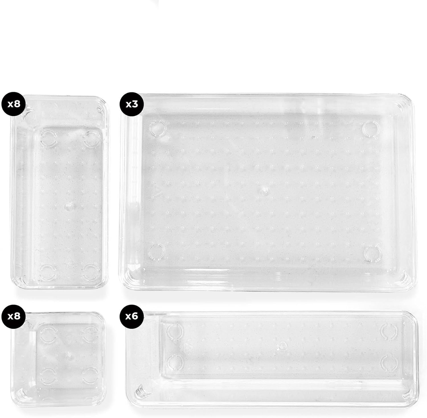 Amazon.com: 25 PCS Clear Plastic Drawer Organizers Set, 5-Size ...