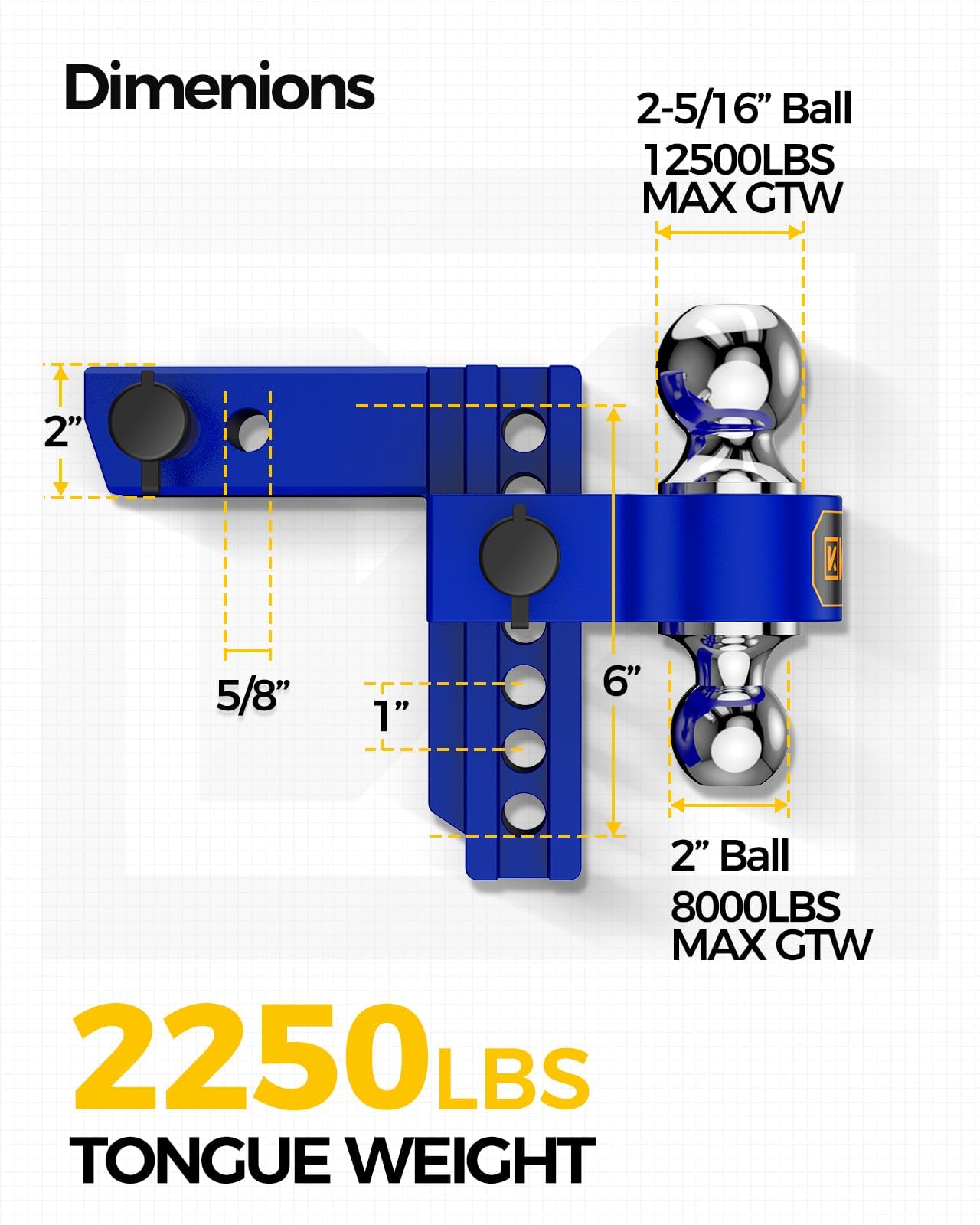 Snapklik.com : KYX Adjustable Trailer Hitch, 6 Inch Drop/Rise Hitch ...
