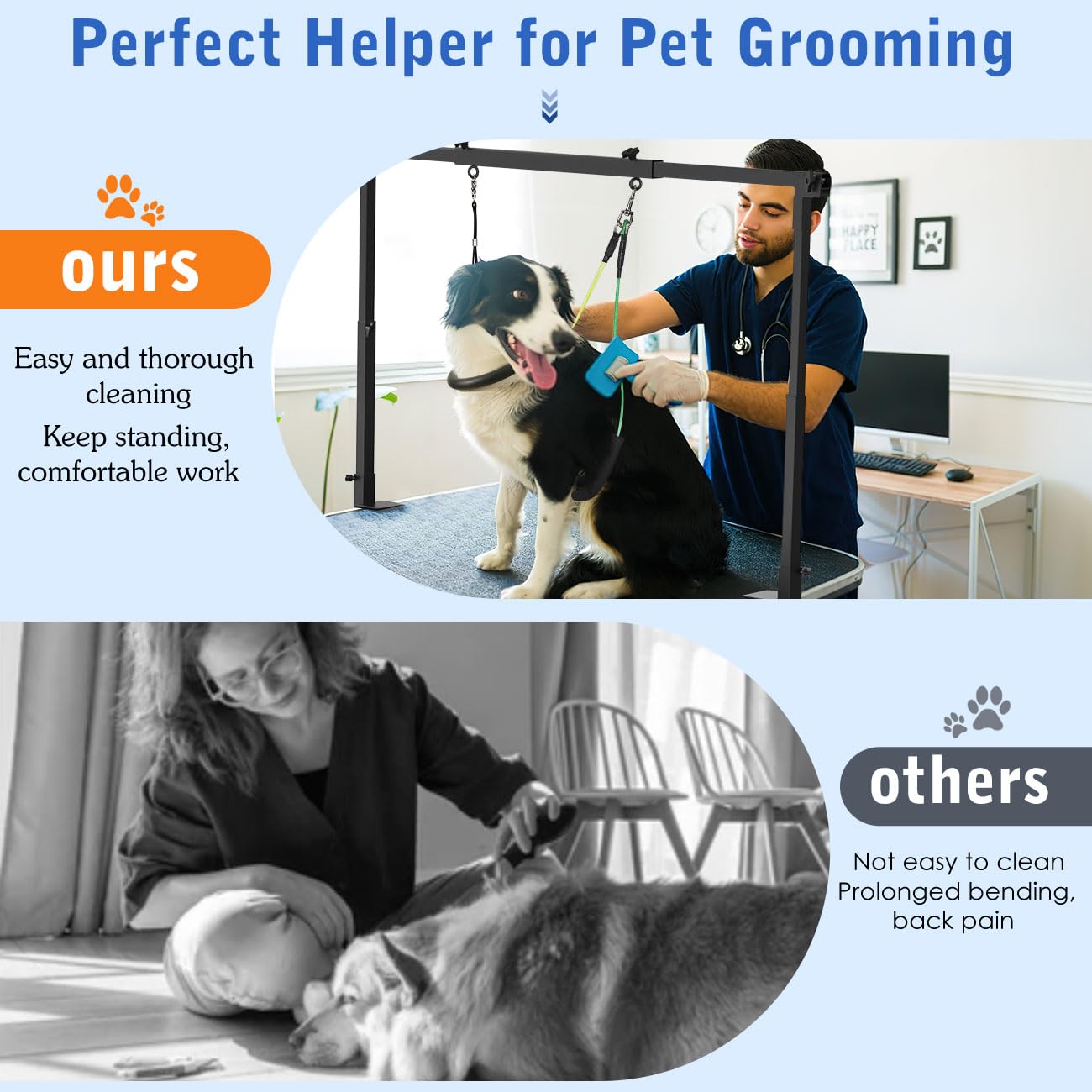 Pawaboo Pet Grooming Arm with Clamp, H-Shape Dog Grooming Table Arm ...