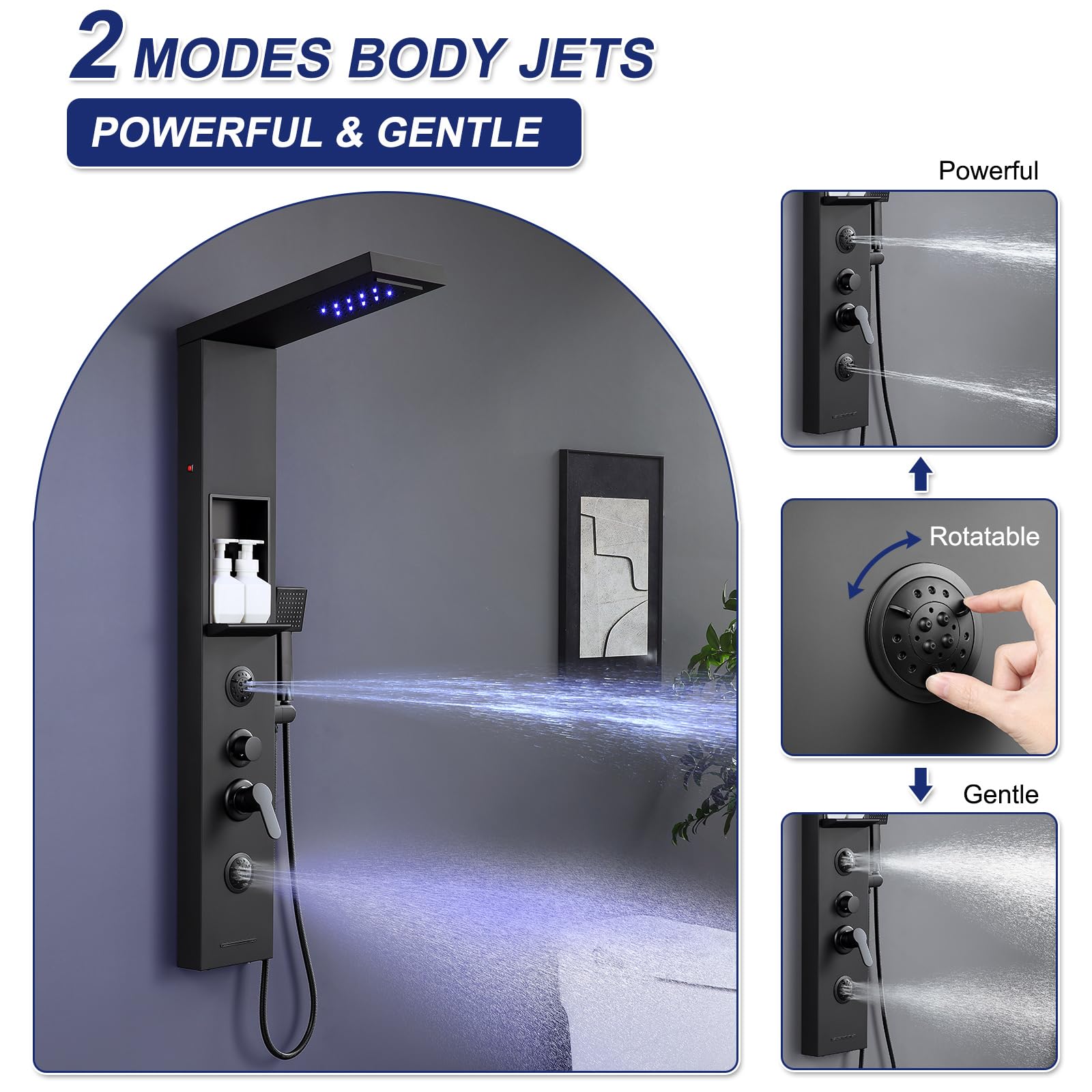 Snapklik.com : ROVATE LED Shower Panel Tower System