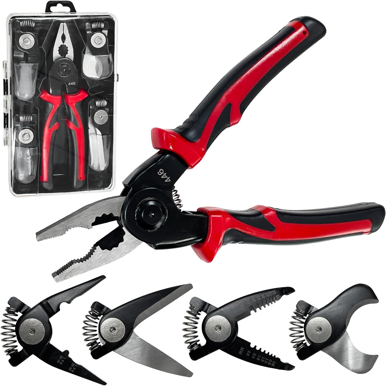 SUGOOE 5 in 1 Pliers Set with 5 Interchangeable Tool Heads - Wire ...
