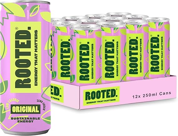 ROOTED Original Natural Energy Drink - Tropical Flavour - Pack of 12 x ...