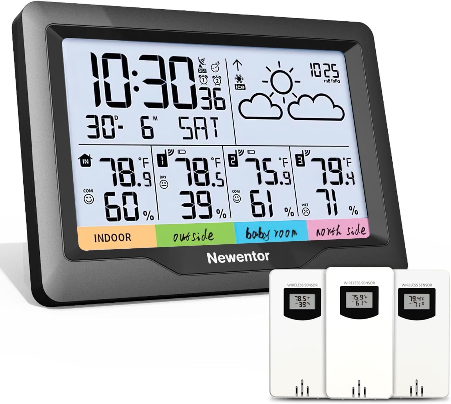 Newentor Weather Station Wireless Indoor Outdoor Multiple Sensors ...