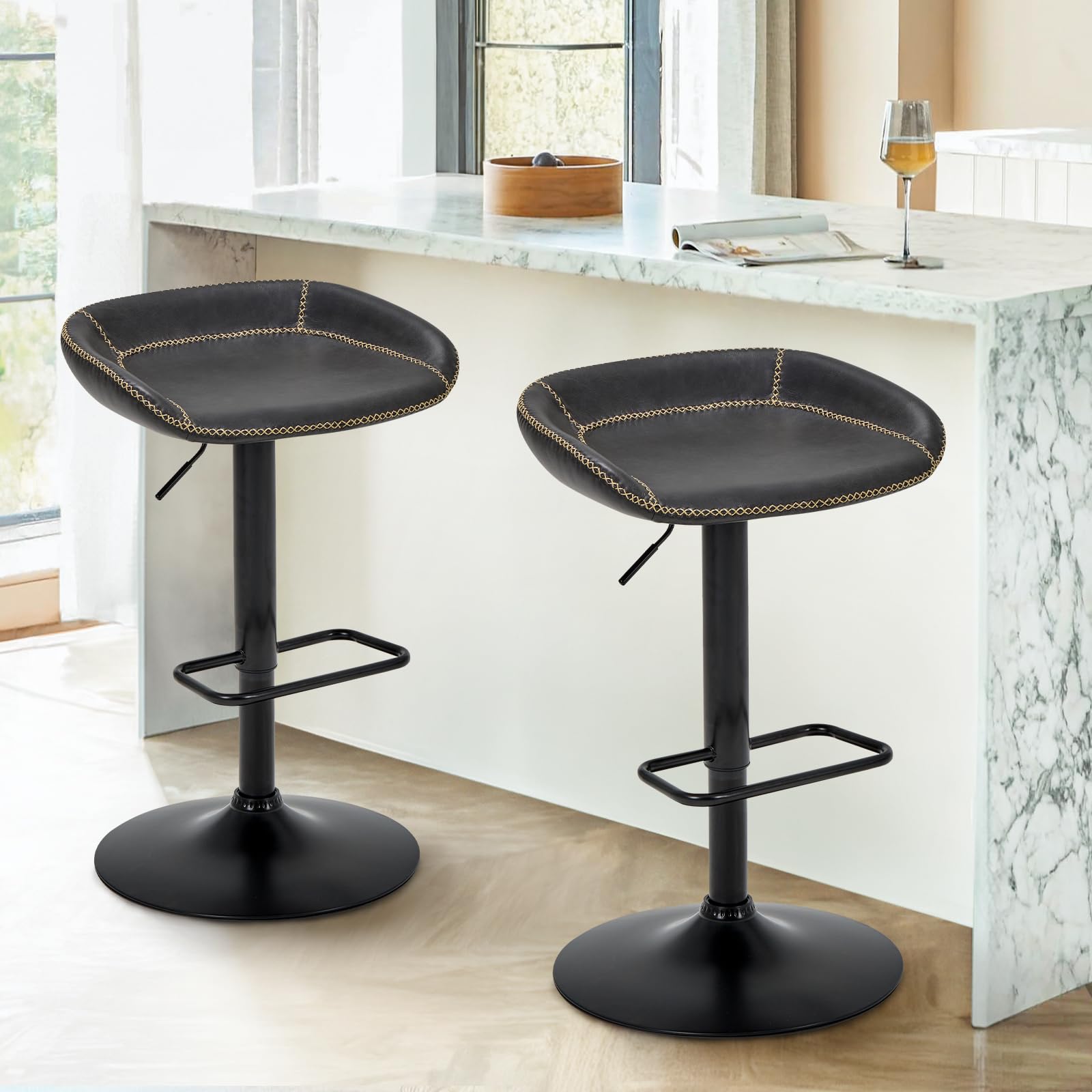 Amazon.com: COLAMY Adjustable Swivel Bar Stools Set of 2, Swivel ...