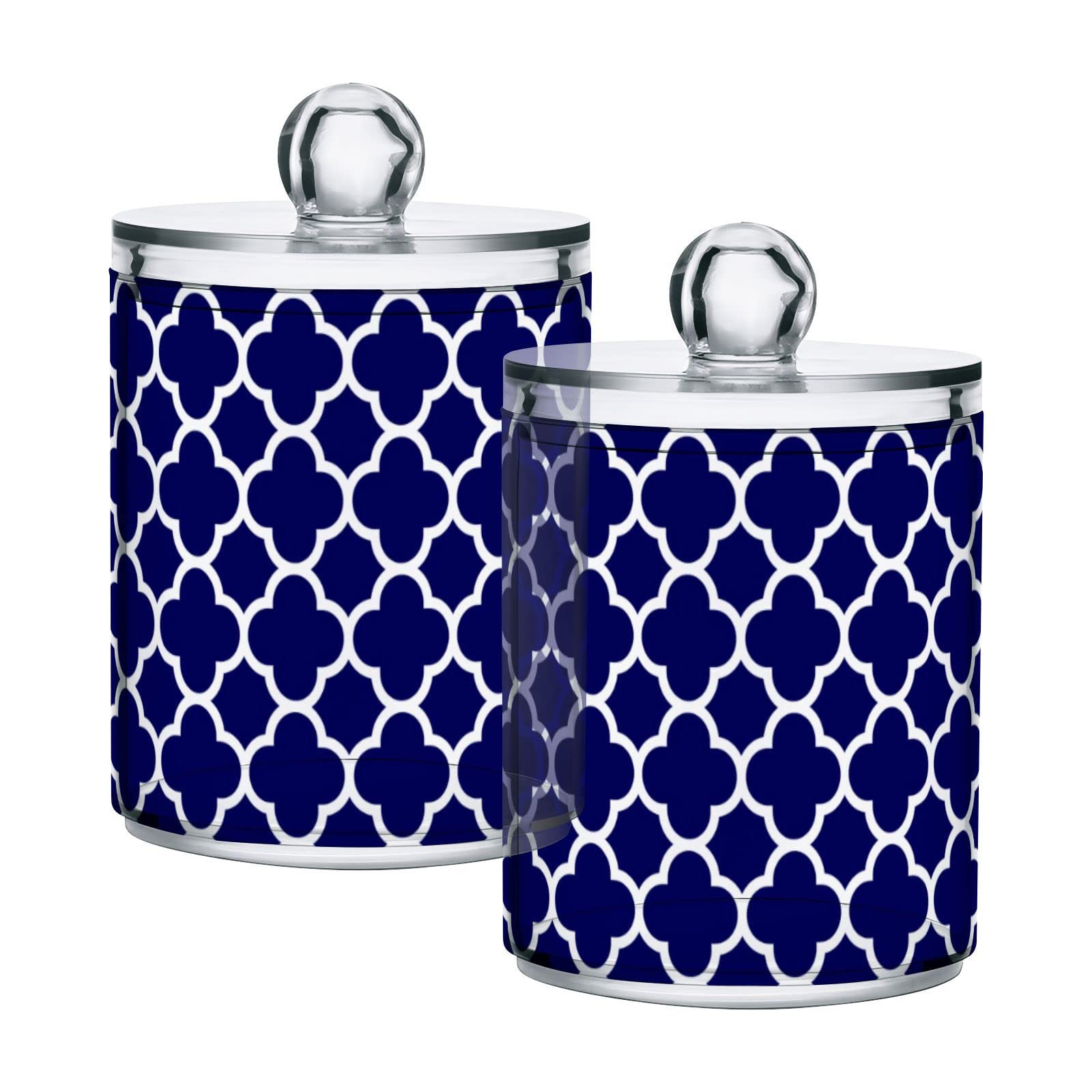 Amazon.com: xigua 2 Pack Lattice on Navy Blue Apothecary Jars with Lid ...