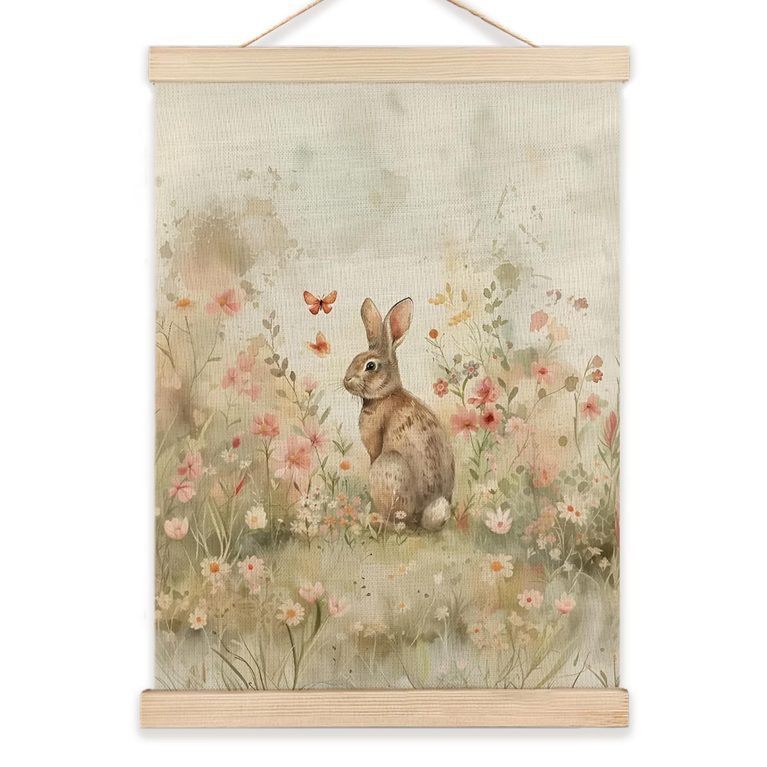 Amazon.com: RYYCDOI Bunny Wall Art, Pink Floral Bunny Wall Art Poster ...