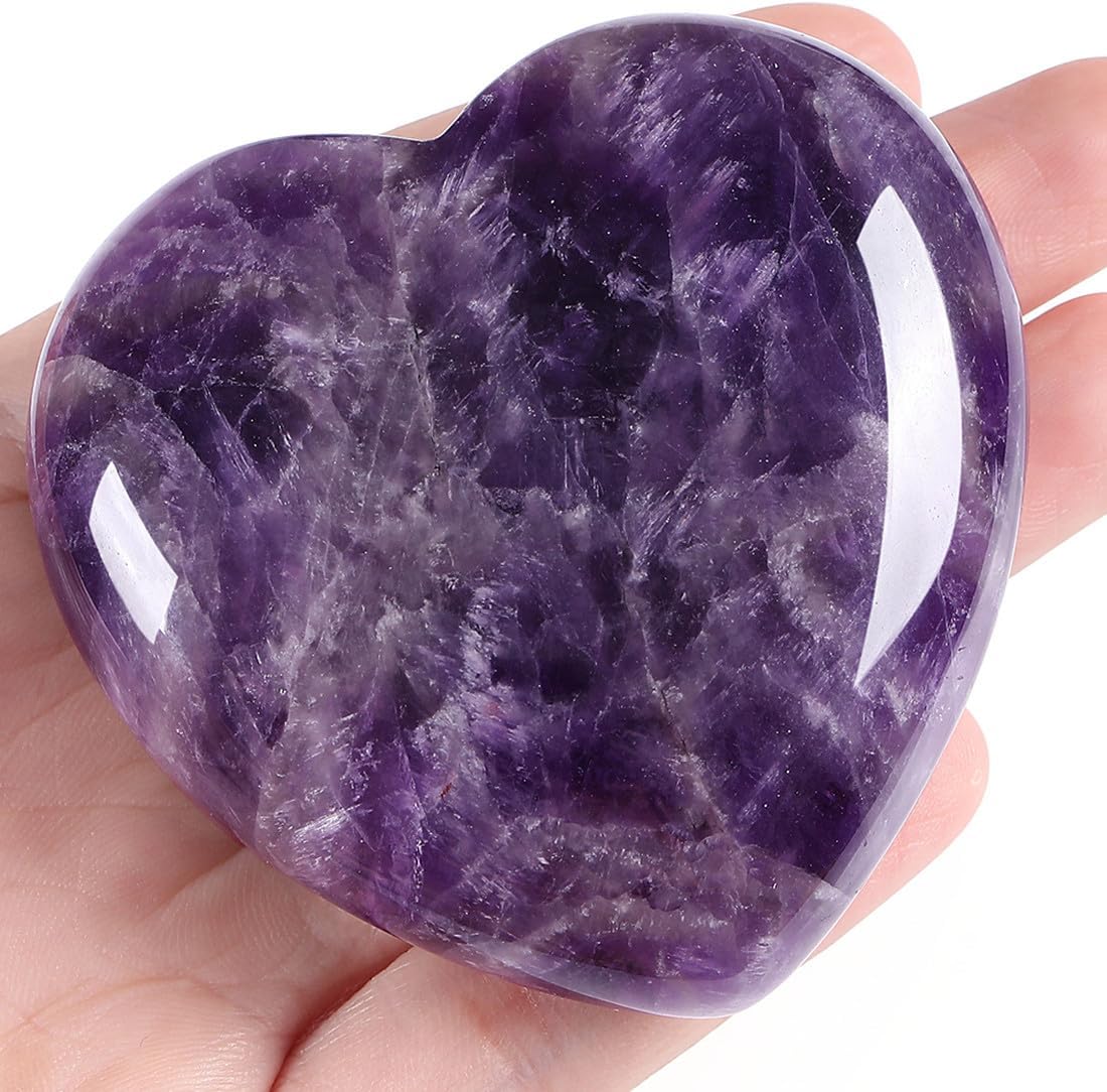 Amazon.com: CrystalTears Amethyst Crystal Palm Stone 2.4” Large ...