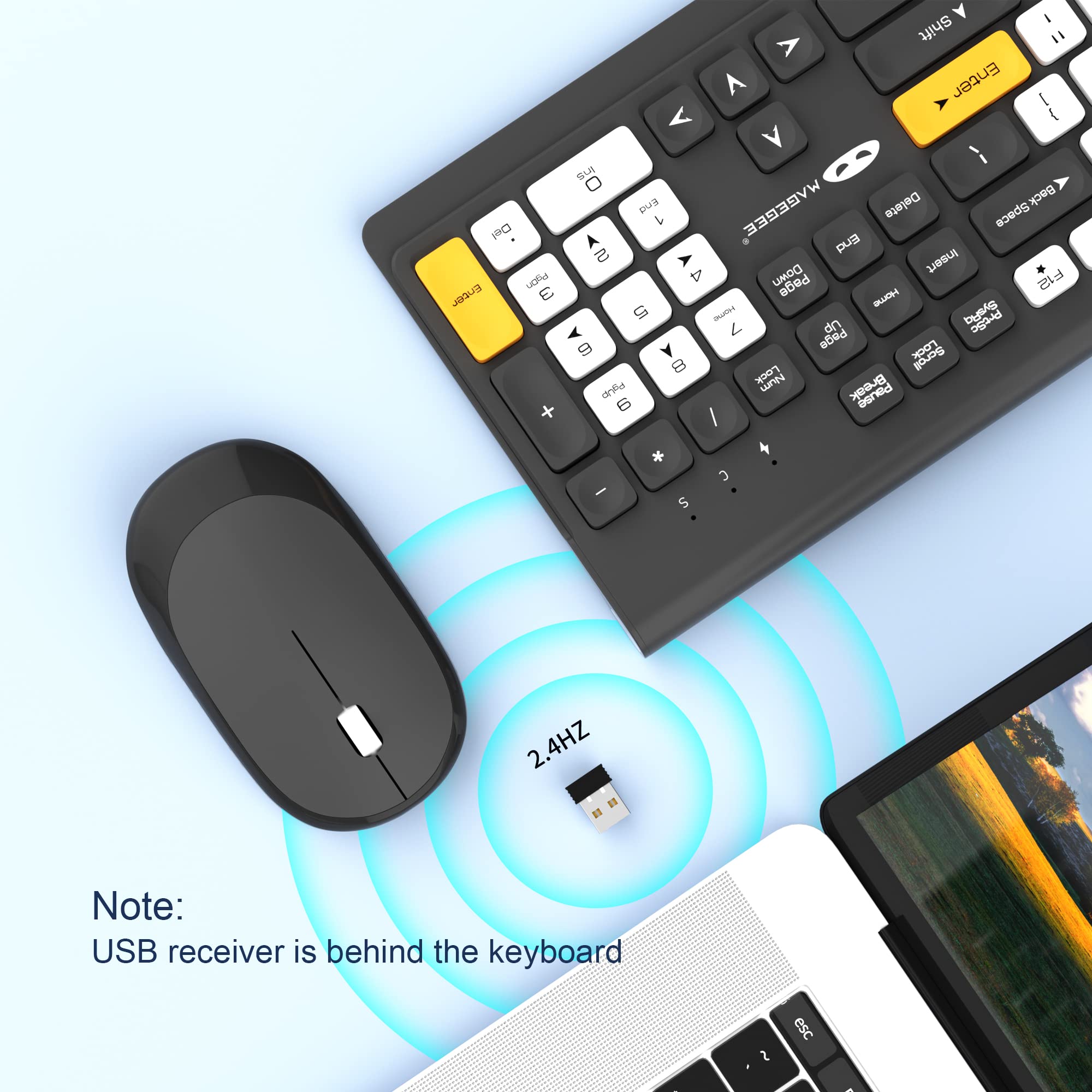 Snapklik.com : Wireless Keyboard Mouse Combo, MageGee V650 Quiet Full ...