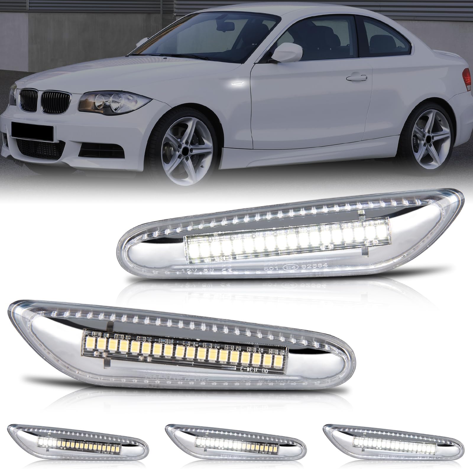 Amazon.com: Gempro Sequential White LED Side Marker Light Turn Signal ...