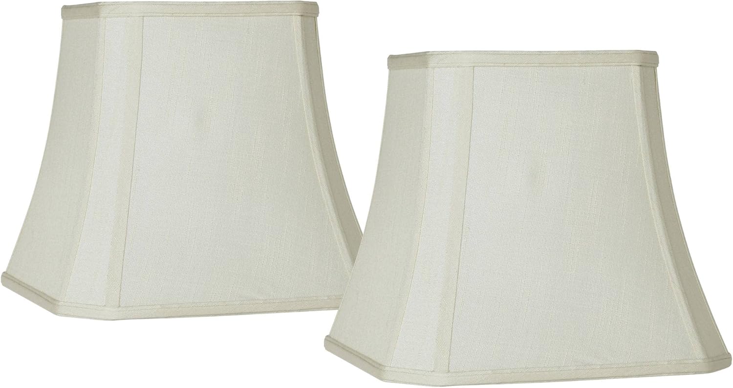Set of 2 Square Cut Corner Lamp Shades Creme Large 8" Top x 16" Bottom ...