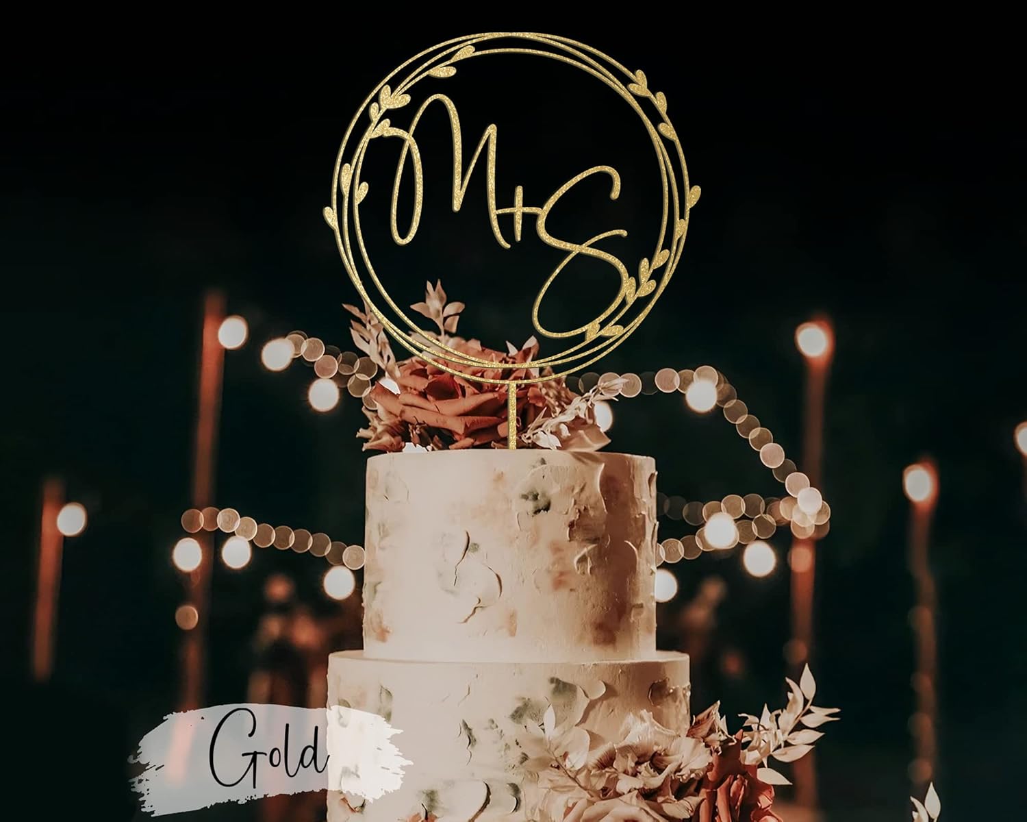 Personalized Gold Monogram Wedding Cake Topper, Custom Initials Cake ...