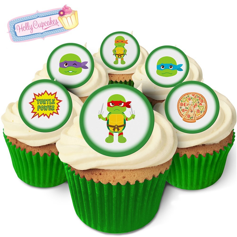 Amazon.com: 24 Edible Pre-Cut Wafer Round Cake Toppers: Cartoon Turtles ...
