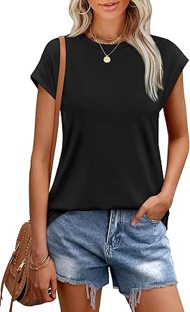 Alaroo Womens Summer Tops Short Sleeve Shirts Crew Neck Cute Trendy ...