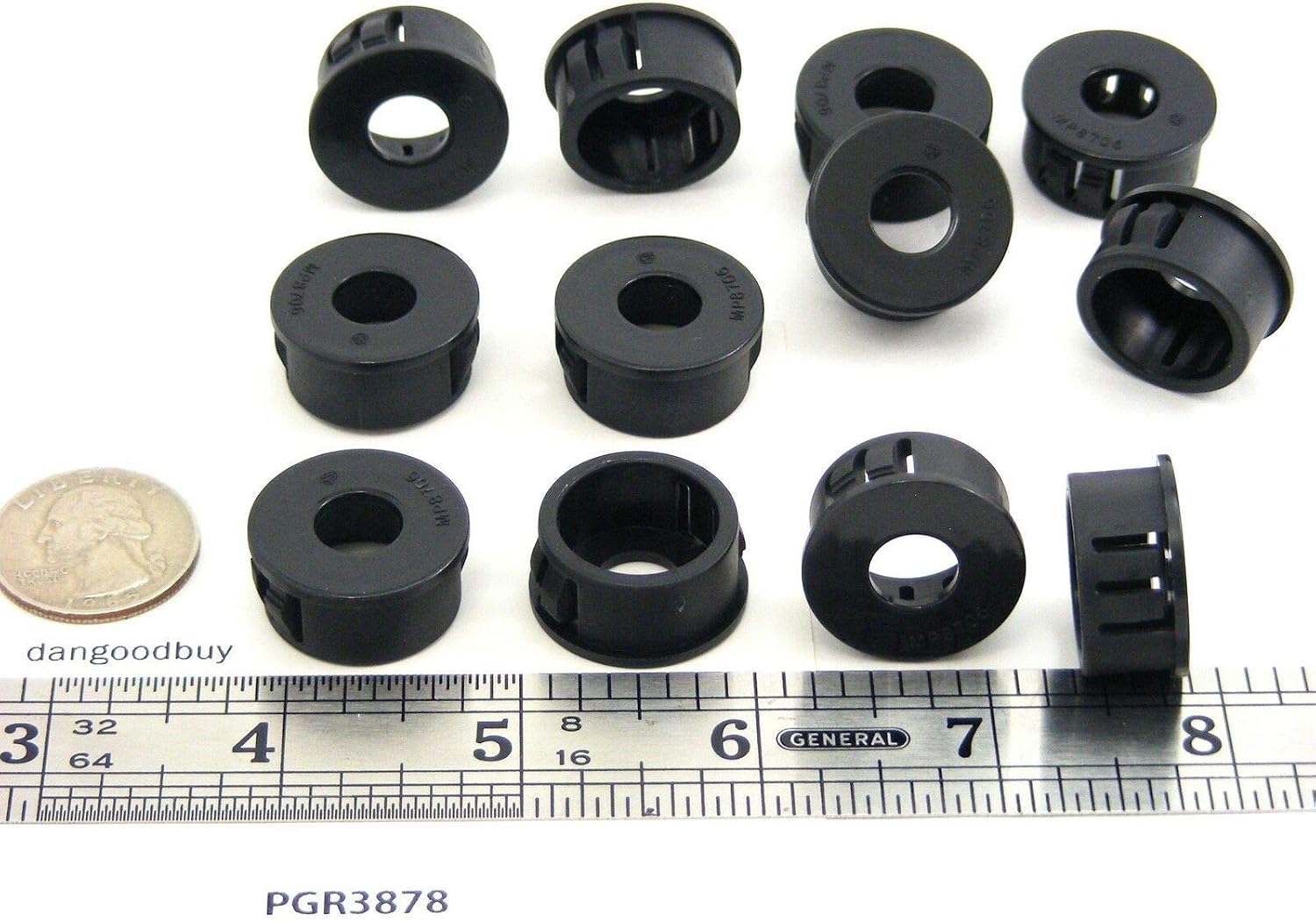8 Plastic Grommets- to Fit 7/8'' Opening - 3/8'' ID Black Nylon for ...