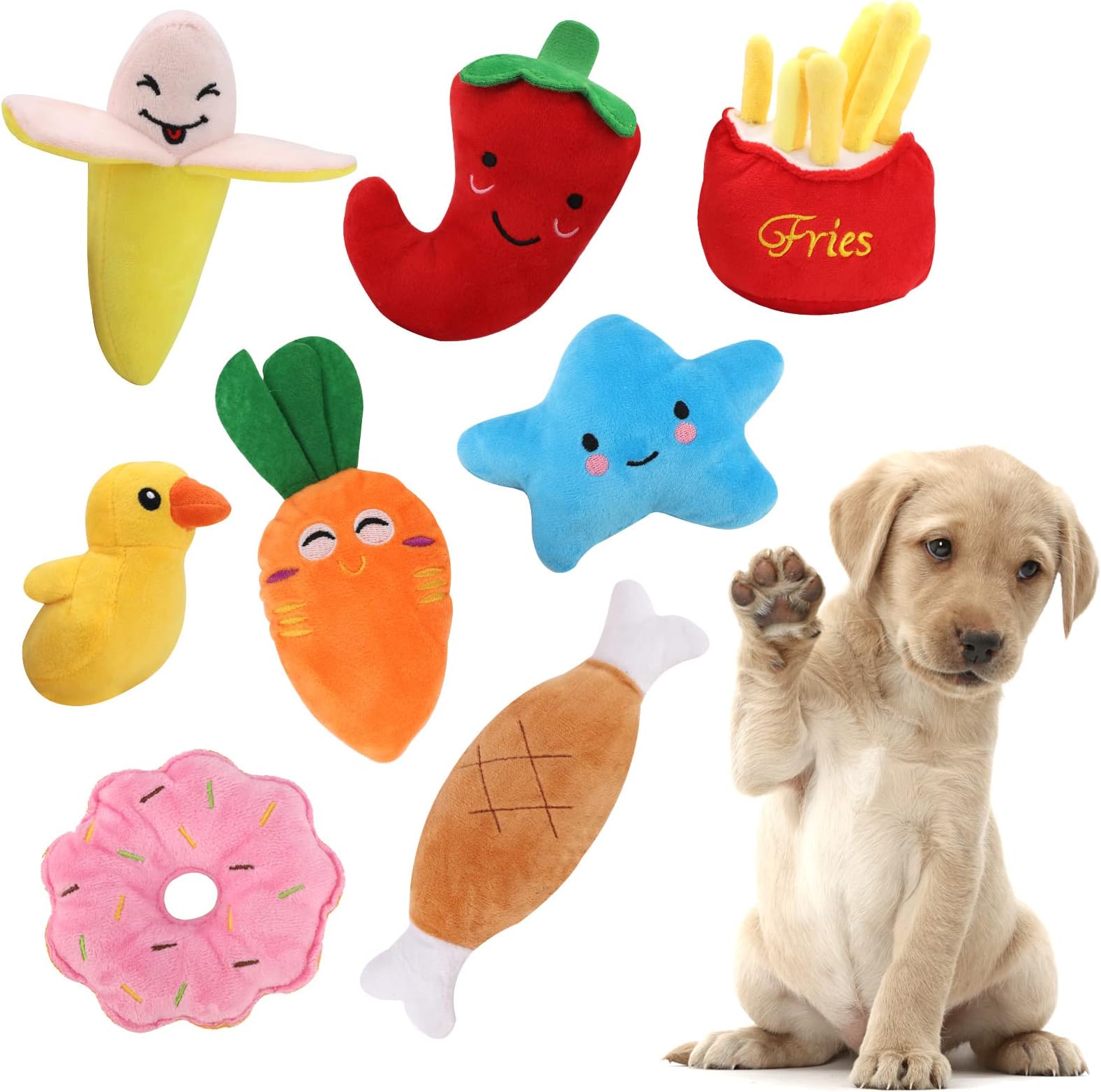 GWAWG 5 Piece Plush Puppy Toys, Soft Fabric Dog Squeak Toys Pet Puppy ...