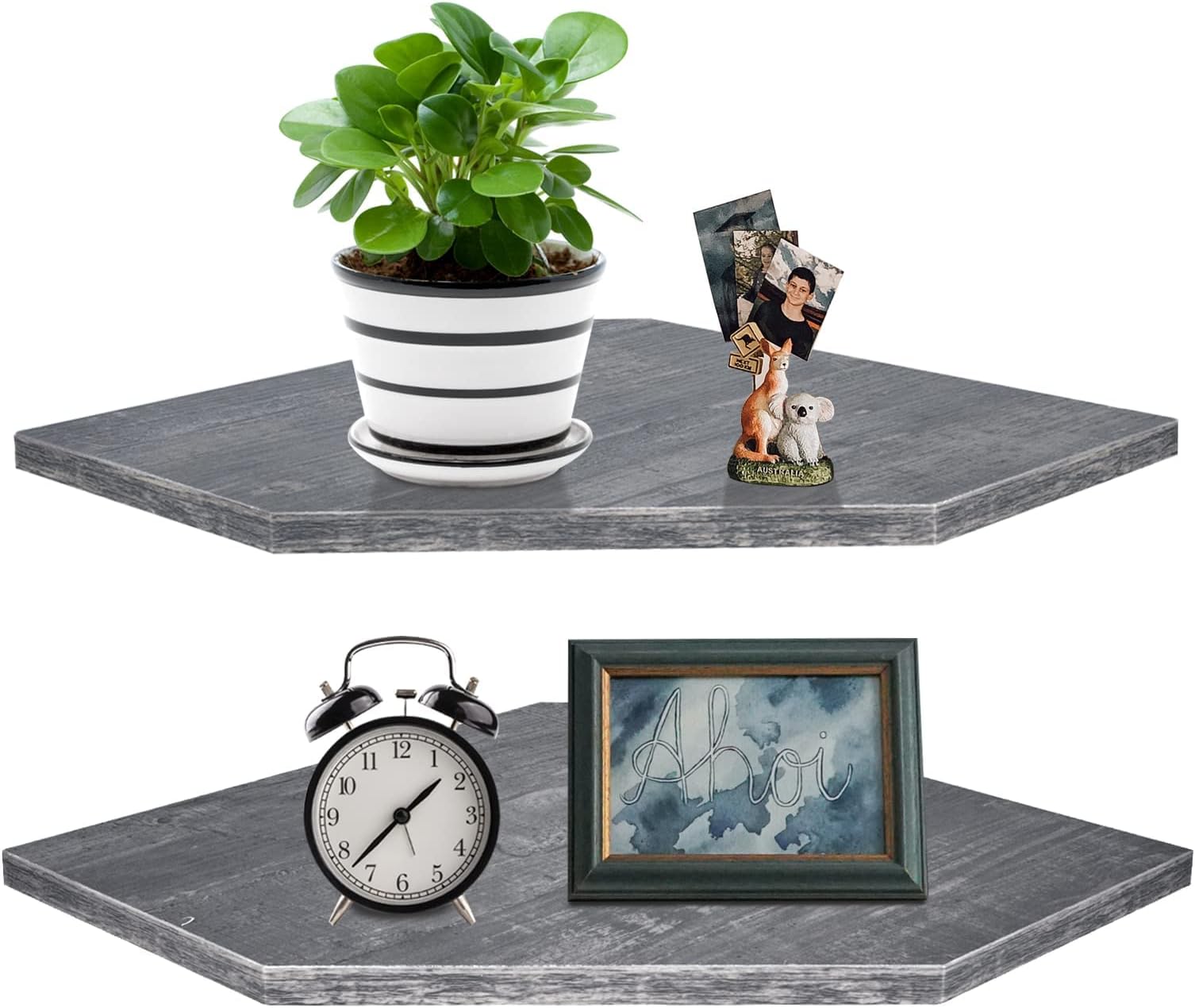 Amazon.com: Corner Shelf, Greenco Modern Design 2 Tier Floating Shelves ...