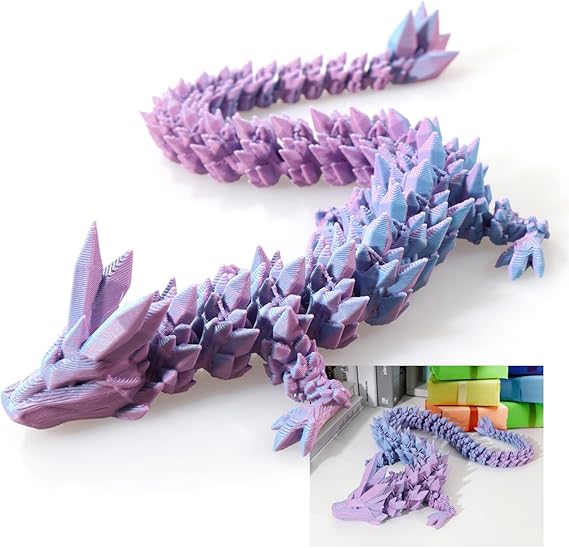 Amazon.com: Dak Haan 12" 3D Printed Dragon,Flexible Articulated Crystal ...