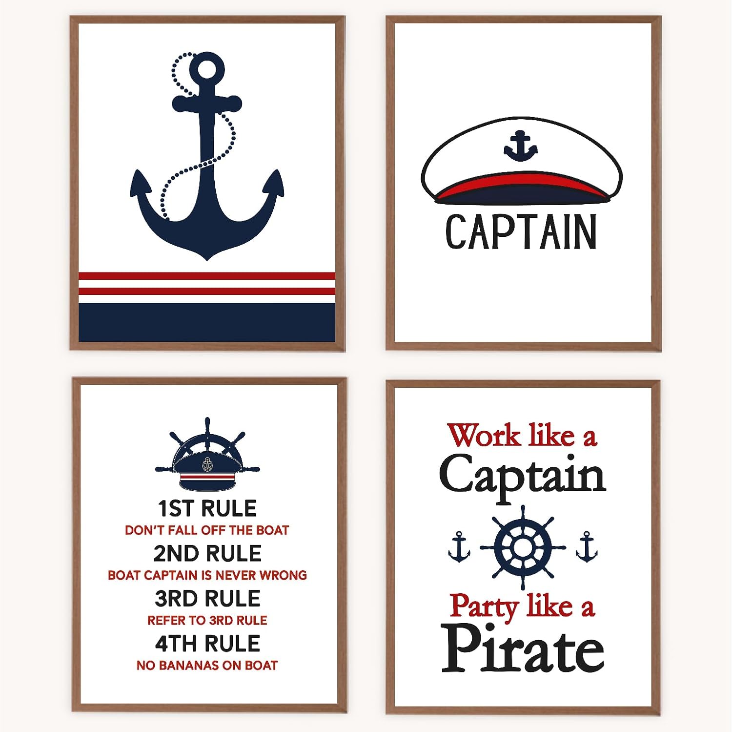 Amazon.com: VNWEK Work Like a Captain Party Like a Pirate Nautical ...