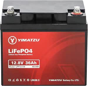 Yimatzu 12.8V 36Ah LiFePO4 Deep-Cycle Battery – Built-In BMS ...