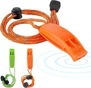 2 Pcs Whistles with Reflective Lanyard Emergency Whistle,Safety Whistle ...