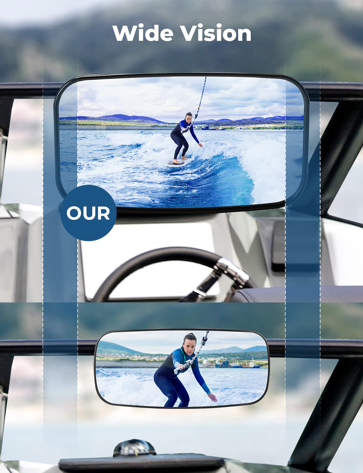 Snapklik.com : KEMIMOTO Boat Mirror Rear View, 8"x4" Universal Upgraded ...