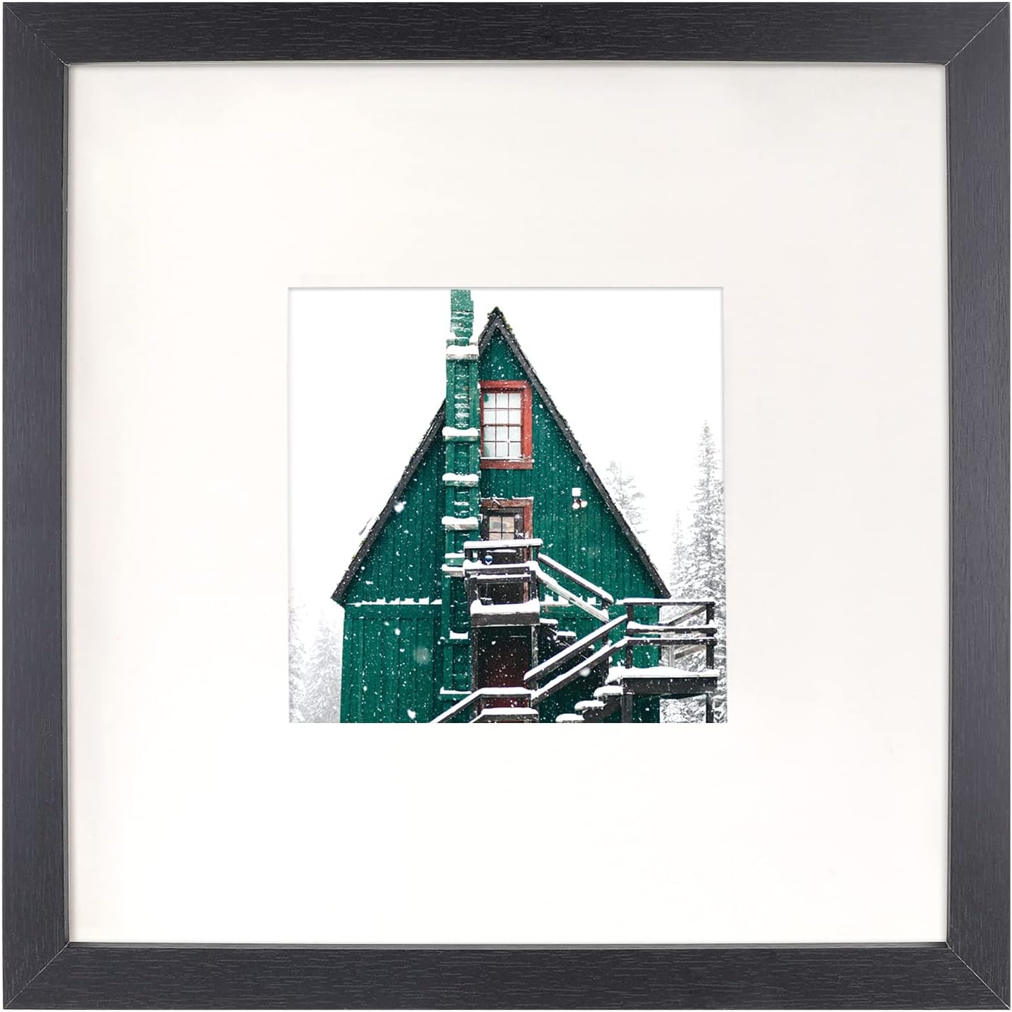 Black 8x8 Photo Frame for 4x4 Photo - Square Classic Modren Wood Frame ...