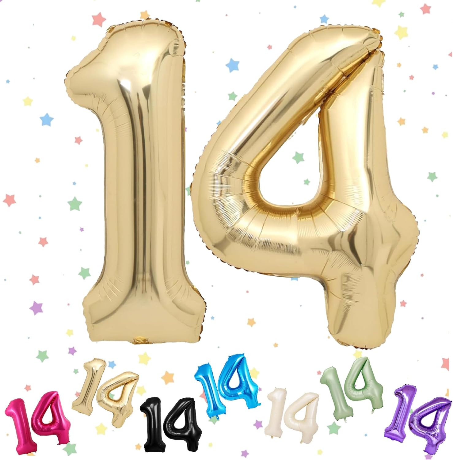 VUCDXOP Lichtgouden ballonnen met 14 cijfers, 40 inch ...