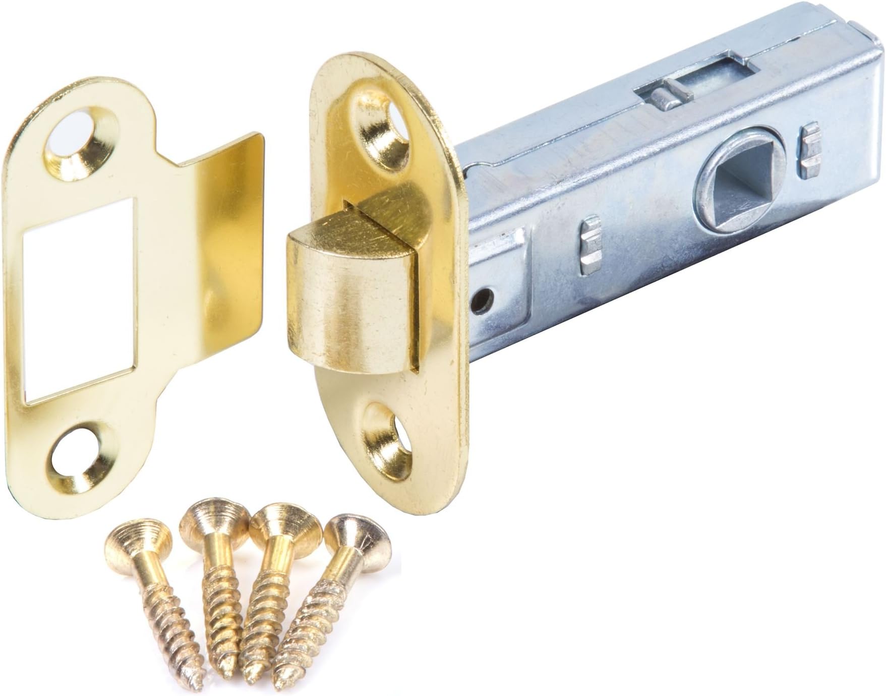 6X Brass Tubular 63mm Mortice Latches - Round Face Plate Door Handle ...