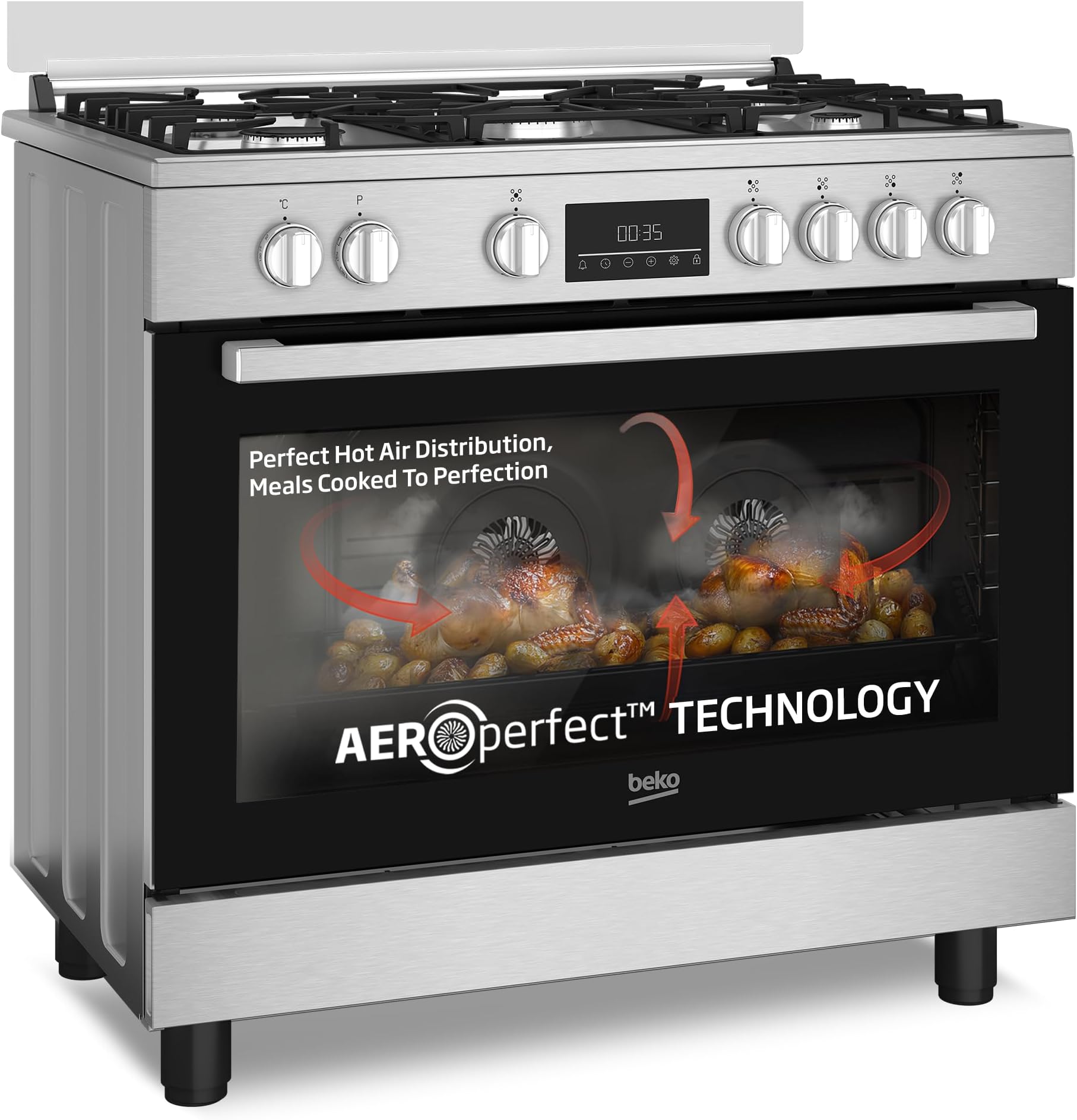 Beko 90x60cm Free standing Combination Cooker(Gas Hob/Oven Electric ...