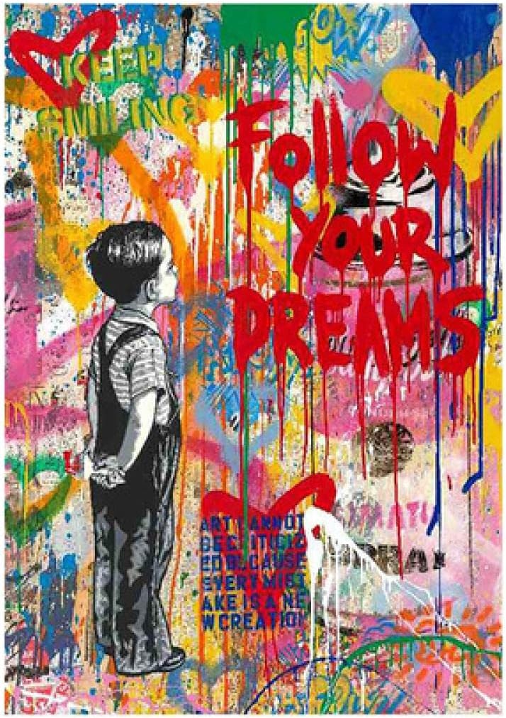 Amazon.de: YTITILUCK Banksy Graffiti Street Art Leinwand Gemälde Follow ...