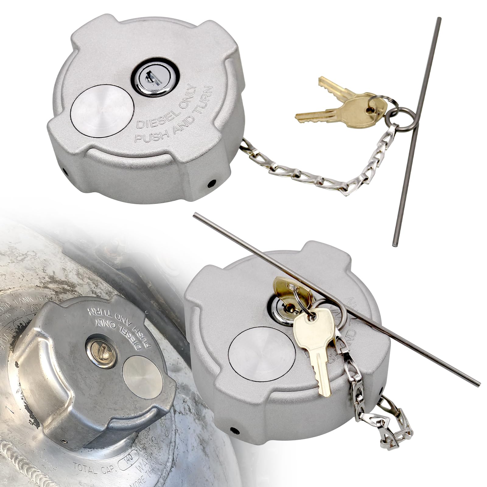 Amazon.com: RULLINE 2Pack Locking Diesel Fuel Caps Compatible with ...