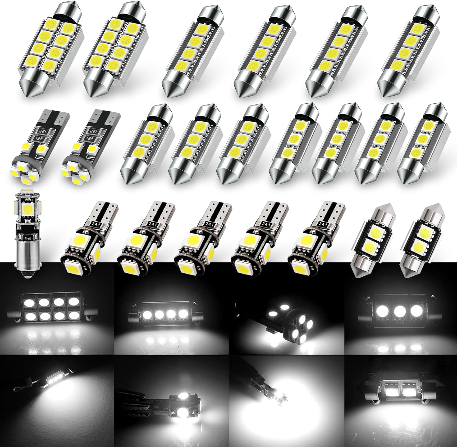Amazon.com: Tesnaao 23 PCS Car LED Double-tip Reading Light Combination ...