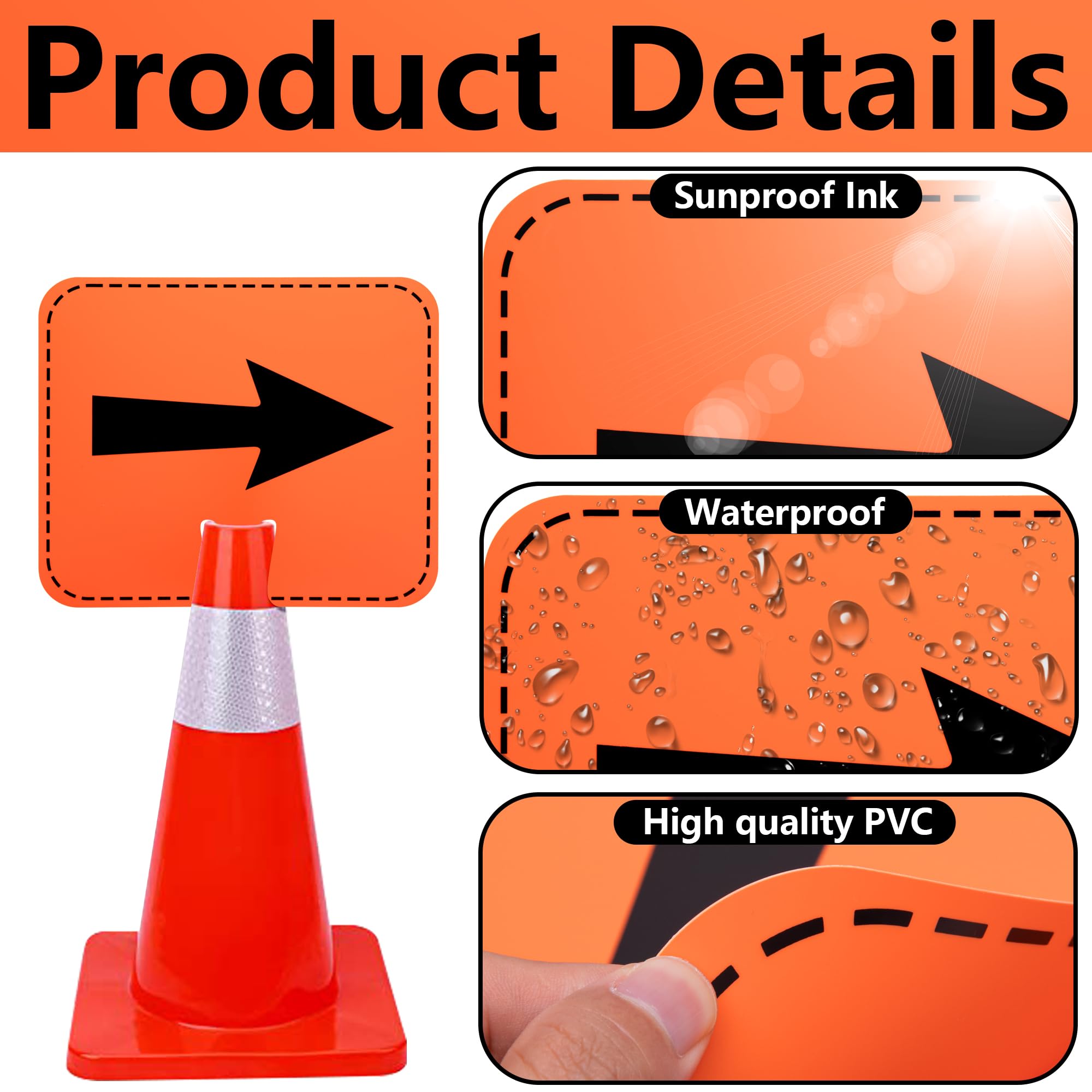Snapklik.com : 8 Pcs Traffic Cone Arrow Signs, 12.5" X 10.4" Reversible ...