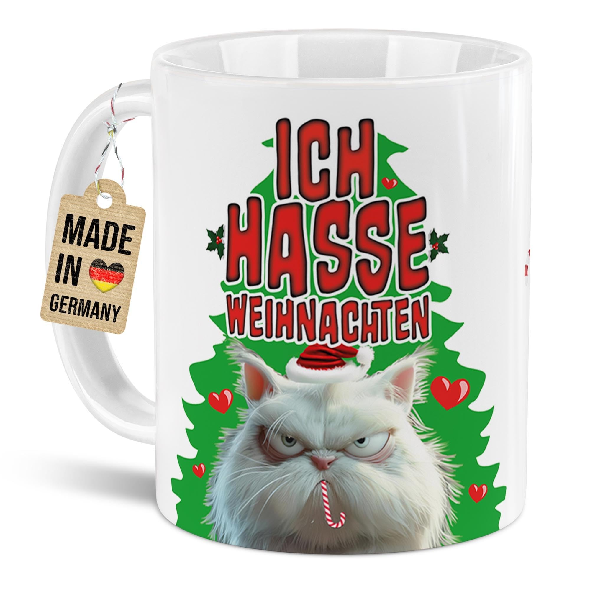 Tassendruck Weihnachtstasse mit lustigem Spruch - Ich hasse Weihnachten ...