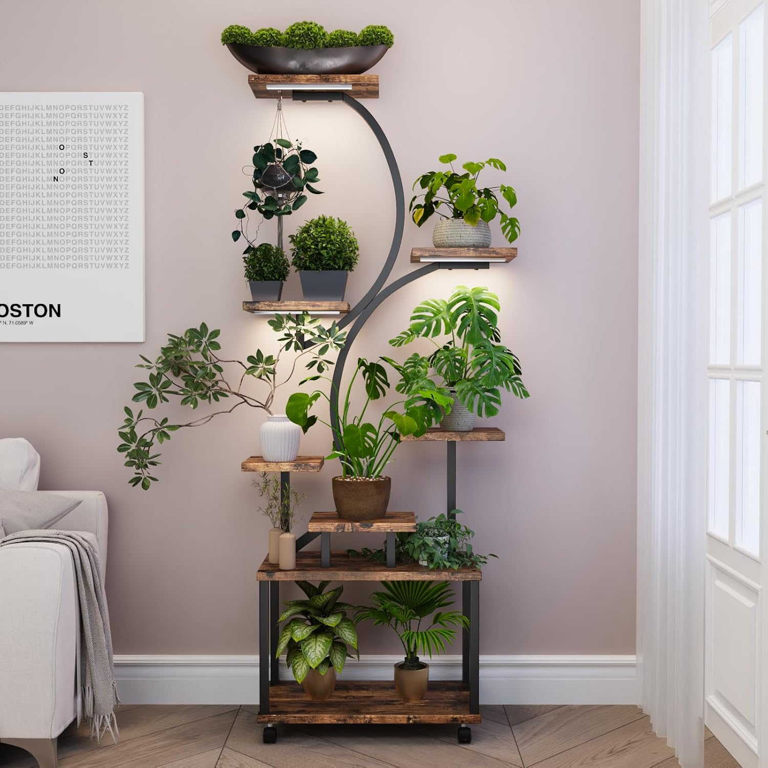 Amazon.com: Geciliaoran Plant Stand Indoor with Grow Lights, 8 Tiered ...