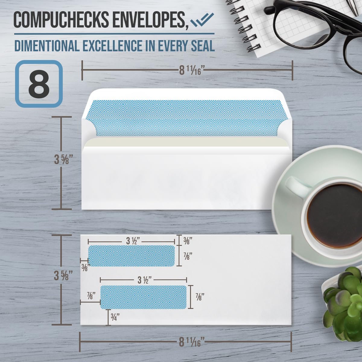 Snapklik.com : Compuchecks Double Window Envelopes #8- Flip And Seal ...