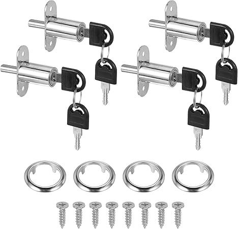 MECCANIXITY Push Plunger Lock with Keys & Screws & Locking Ring 3/4 ...