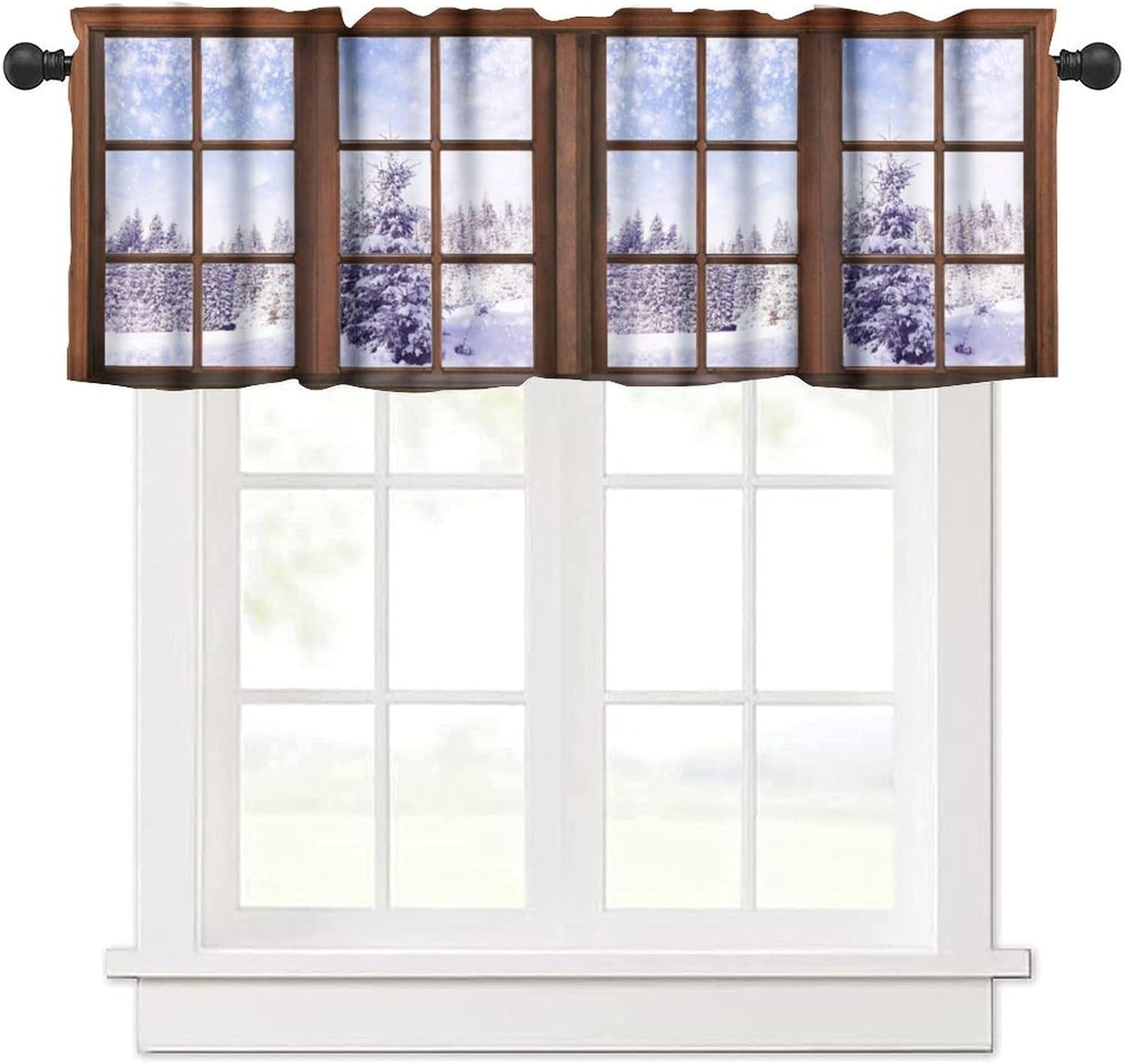 Amazon.com: moderw Winter Wonderland Valance Curtains Snowy Forest ...