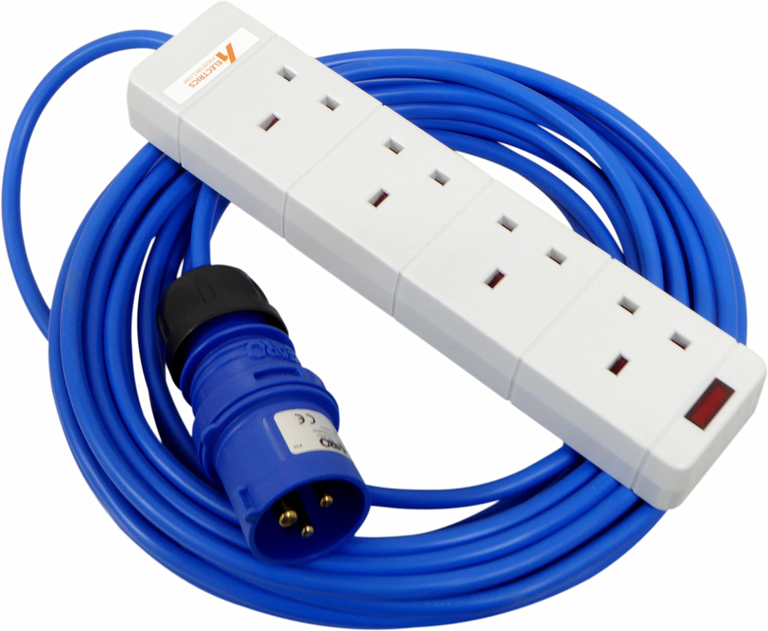 Pro Elec PEL00791 Extension Lead 4 Gang to 16A Plug 5m caravan hook up ...