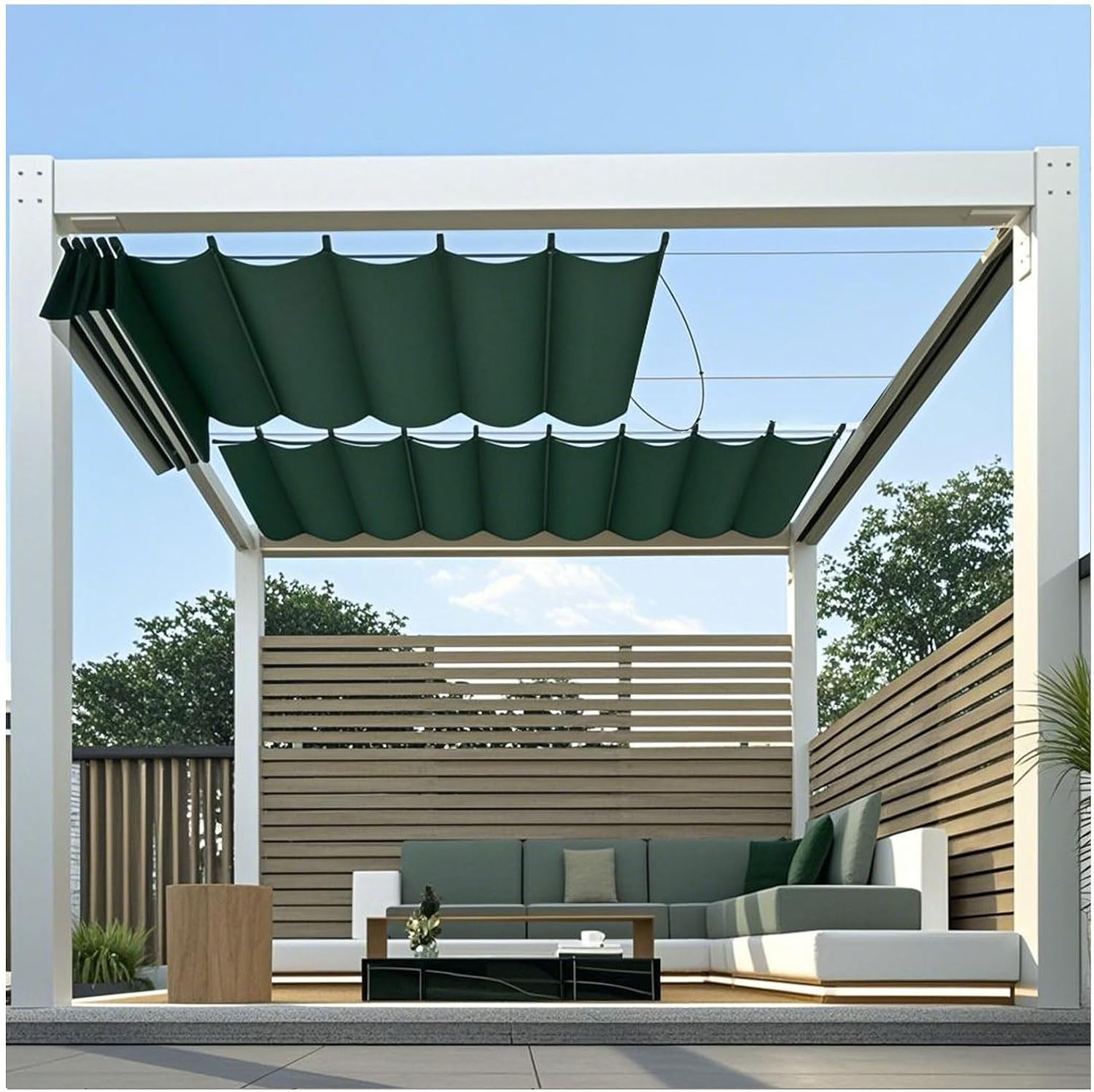 Amazon.com : Retractable Waterproof Wave Sun Shade Canopy Pergola Cover ...