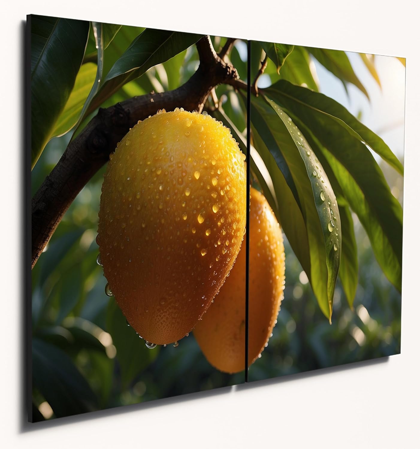 The Plum Penguin Tropical Mango Wall Art Duo, A4 Wood MDF Prints, Vivid ...