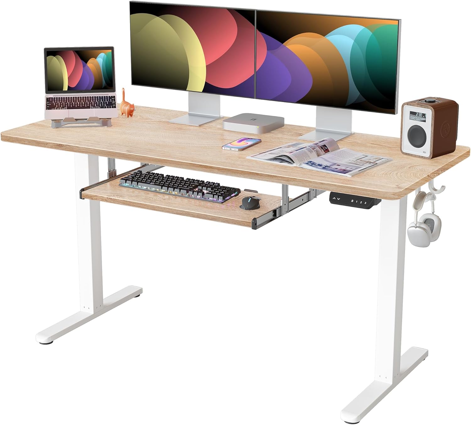 FEZIBO 55-Inch Large Height Adjustable Electric Standing Desk with ...
