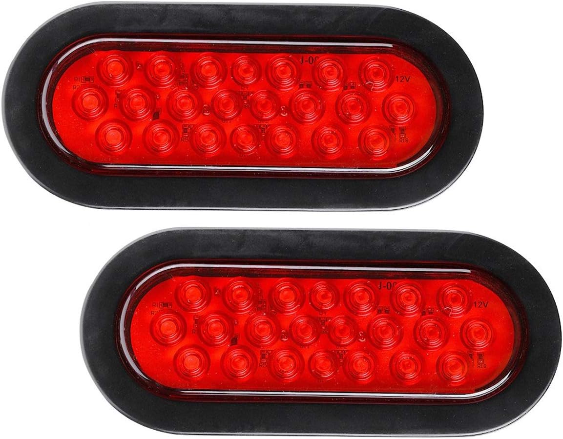 2PCS Oval Red Led Trailer Tail Lights, 6" 12V 22LEDs Stop Turn Signal ...