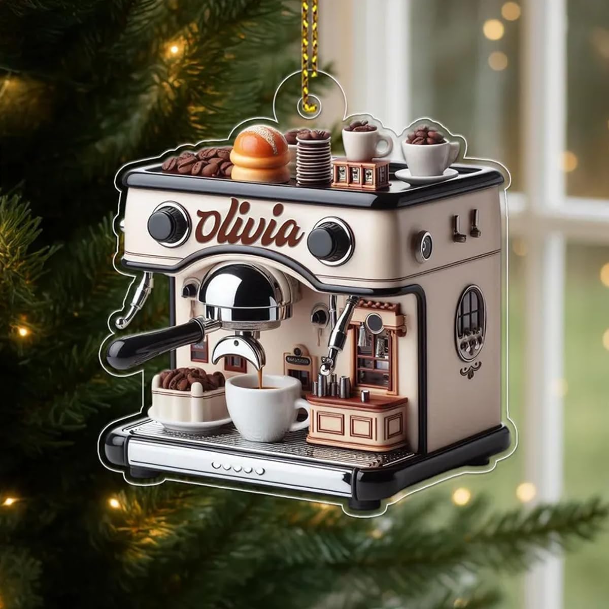 Amazon.com: Personalized Coffee Machine Ornament, Custom Barista ...