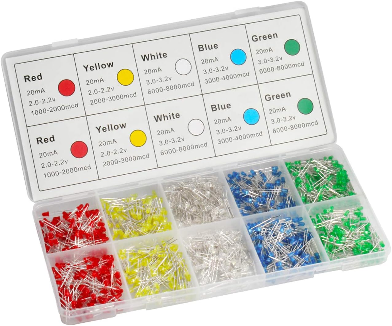 ELEGOO 3mm et 5mm Diffusé et Transparent le Kit LED Diode Electro ...