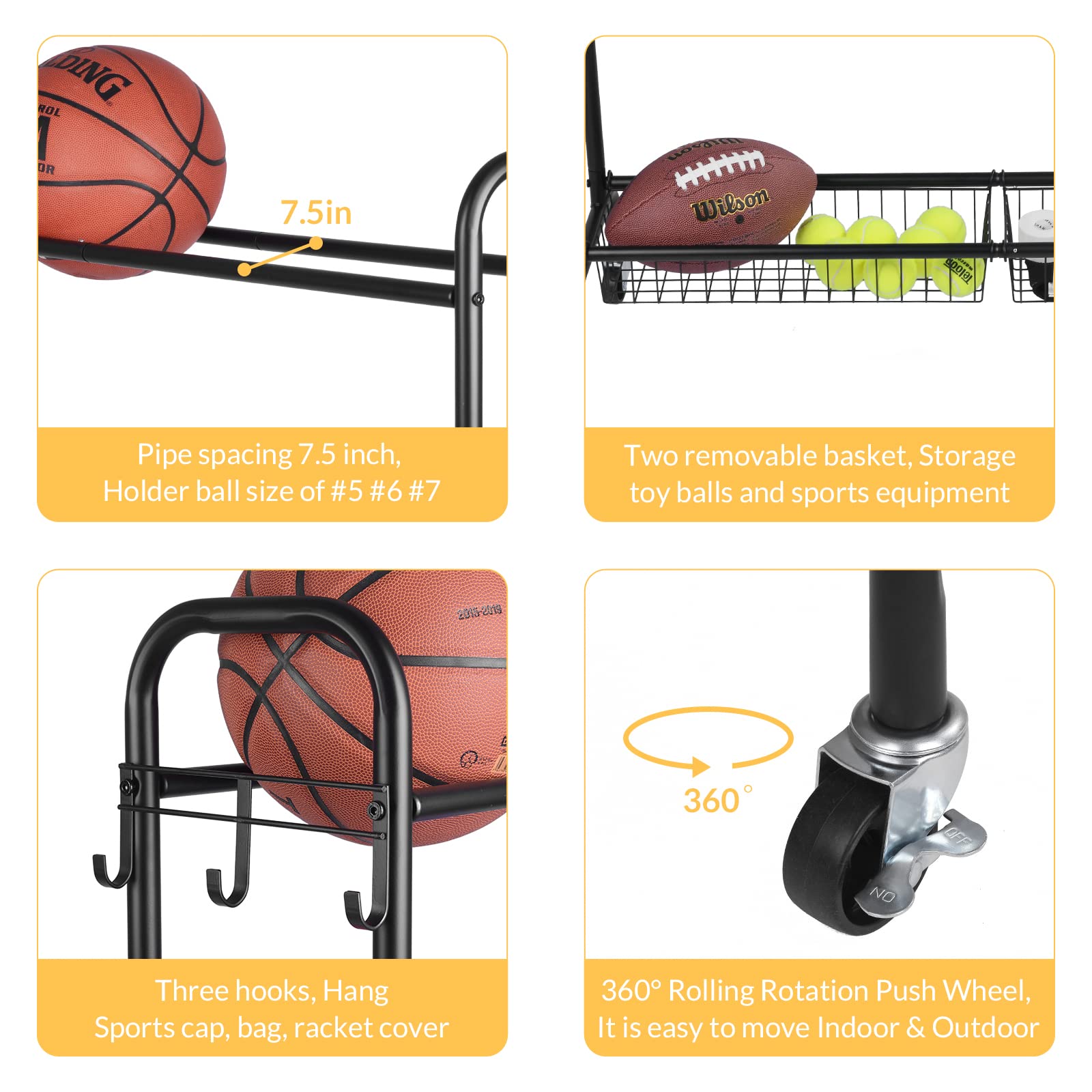 EXTCCT Basketball Rack, Outdoor Rolling Basketball Shooting Training ...